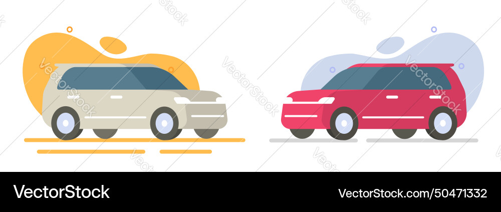 Suv car icon isolated white red flat cartoon Vector Image