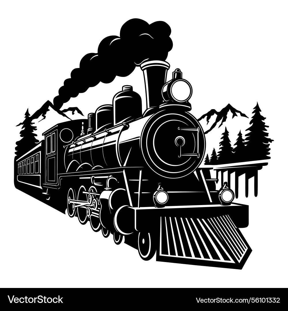 Vintage steam train silhouette Royalty Free Vector Image