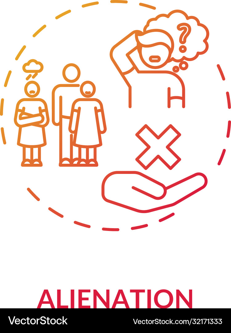Alienation red gradient concept icon Royalty Free Vector