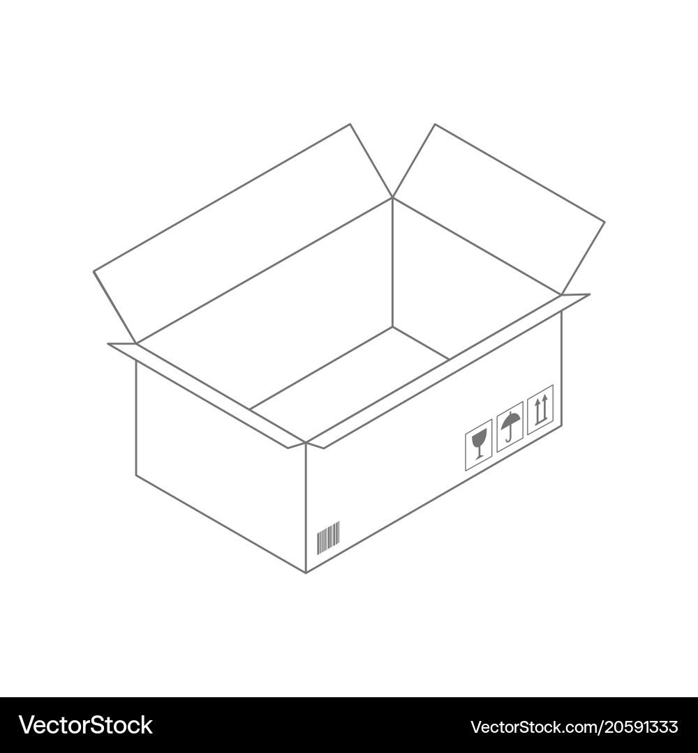Black outline box on white background empty Vector Image