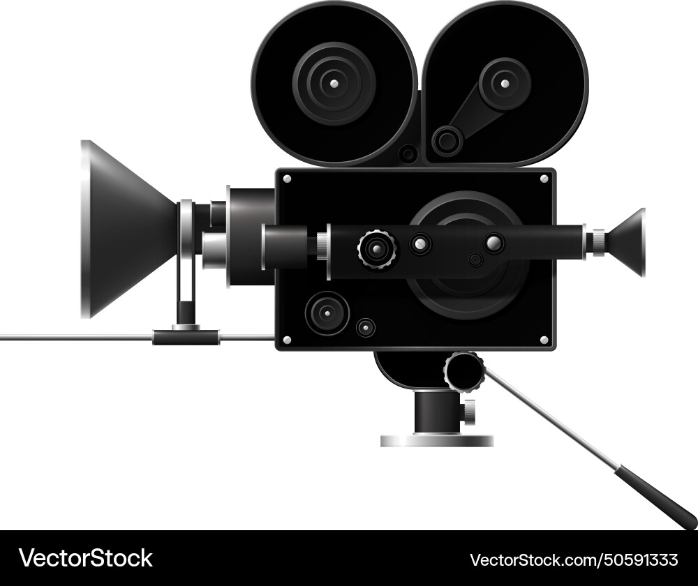 Cinema camera realistic composition Royalty Free Vector