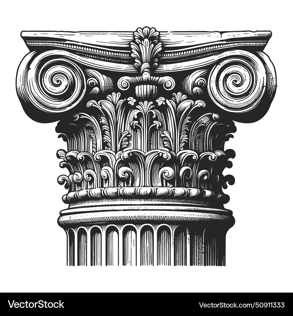 Column capital engraving Royalty Free Vector Image