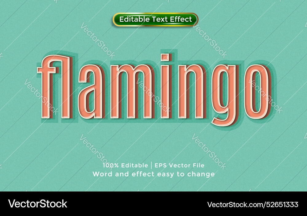 Flamingo text editable effect Royalty Free Vector Image