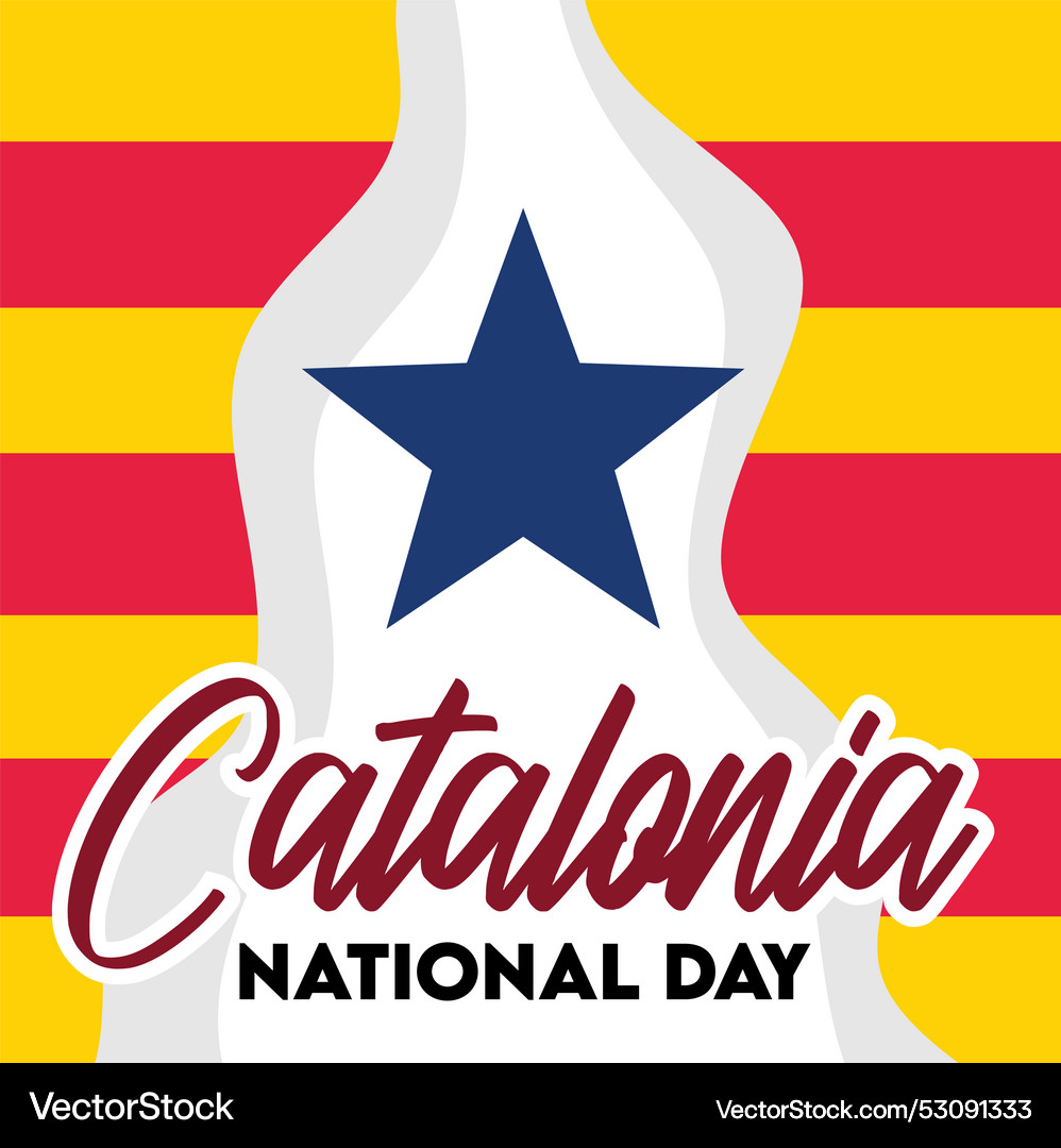 Happy catalonia day with flag Royalty Free Vector Image