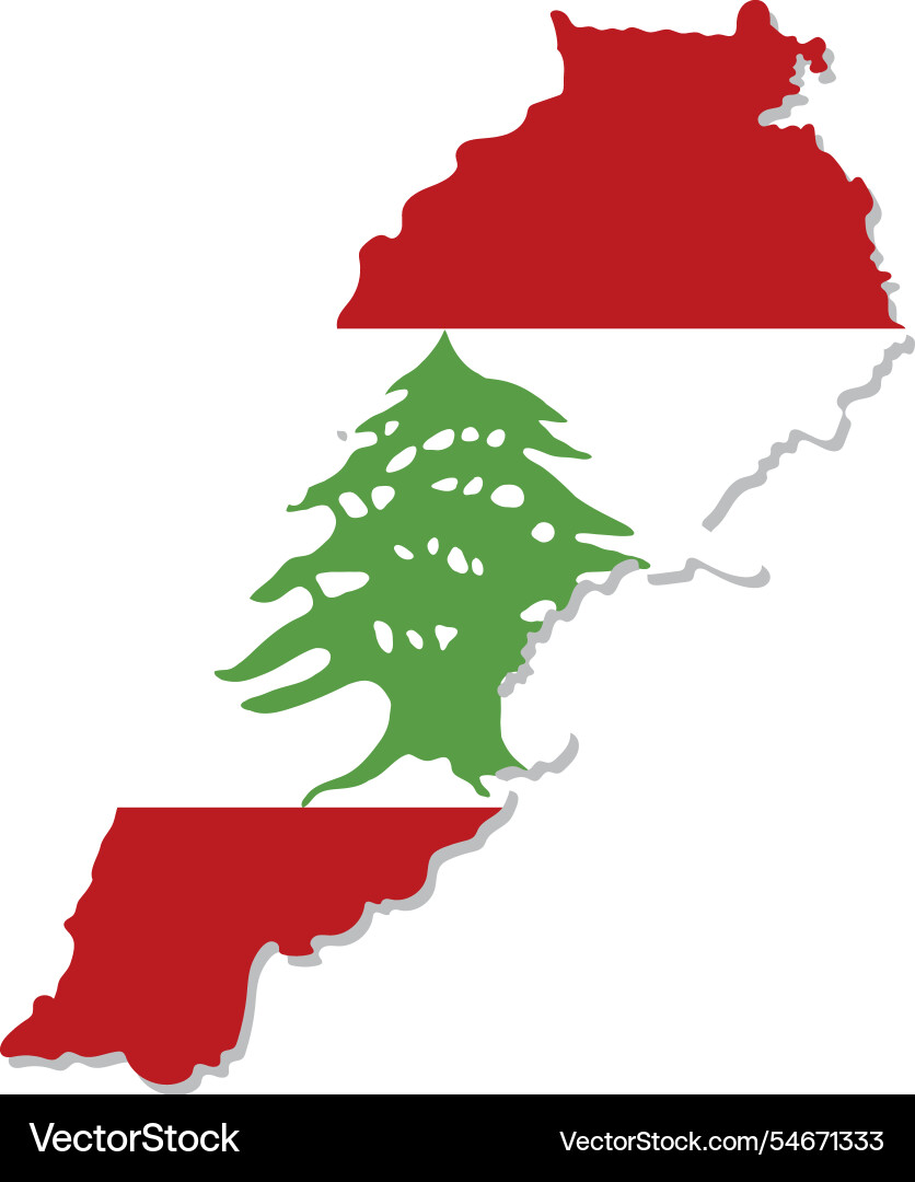Lebanon map with national flag overlay design Vector Image