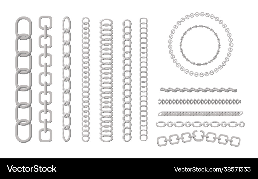 Metal chains silver chrome or steel links Vector Image