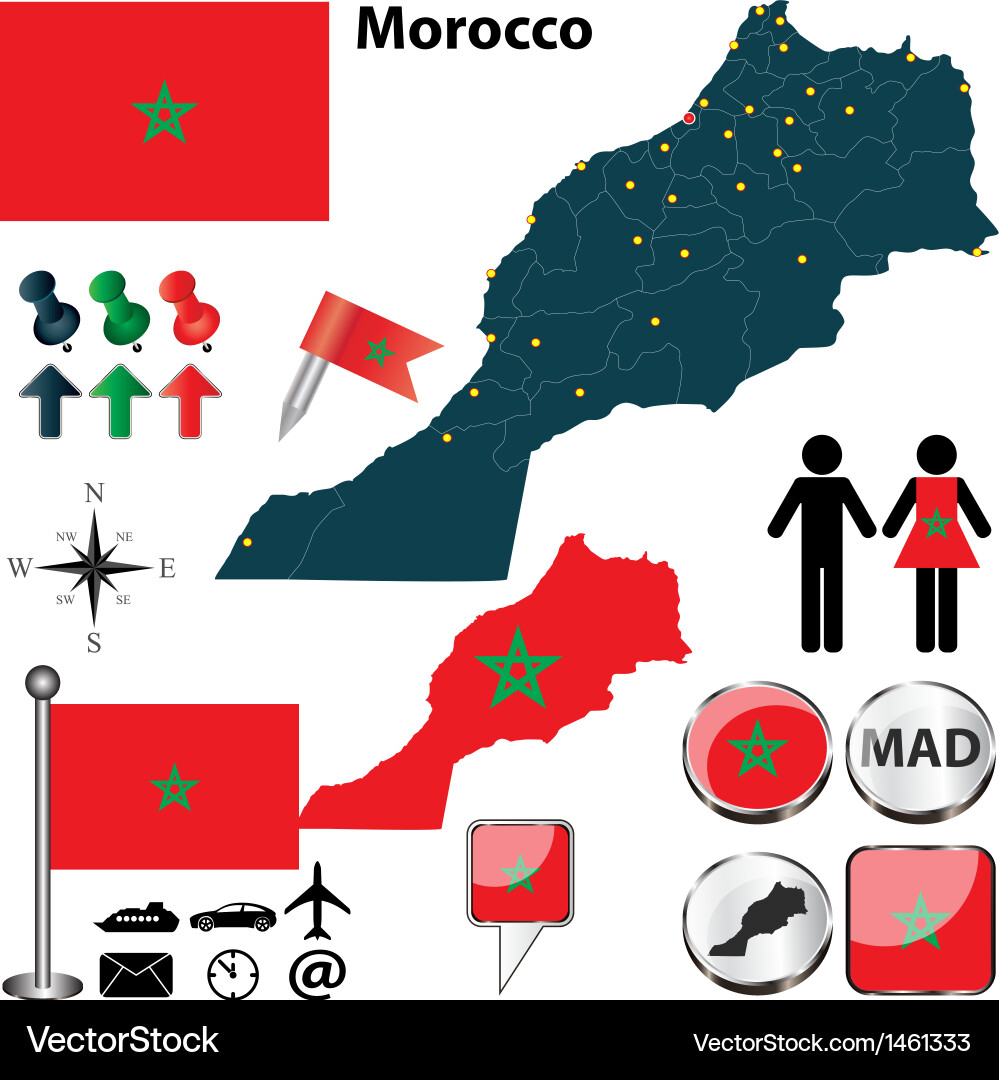 Morocco map Royalty Free Vector Image - VectorStock
