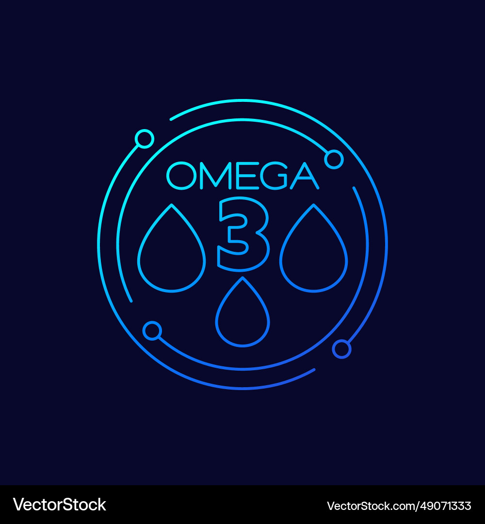 Omega 3 icon with oil drops linear design Vector Image