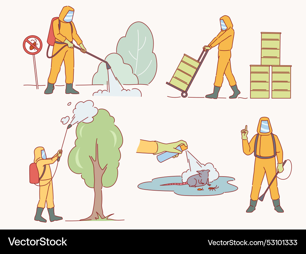 Pest control service professionals exterminate Vector Image