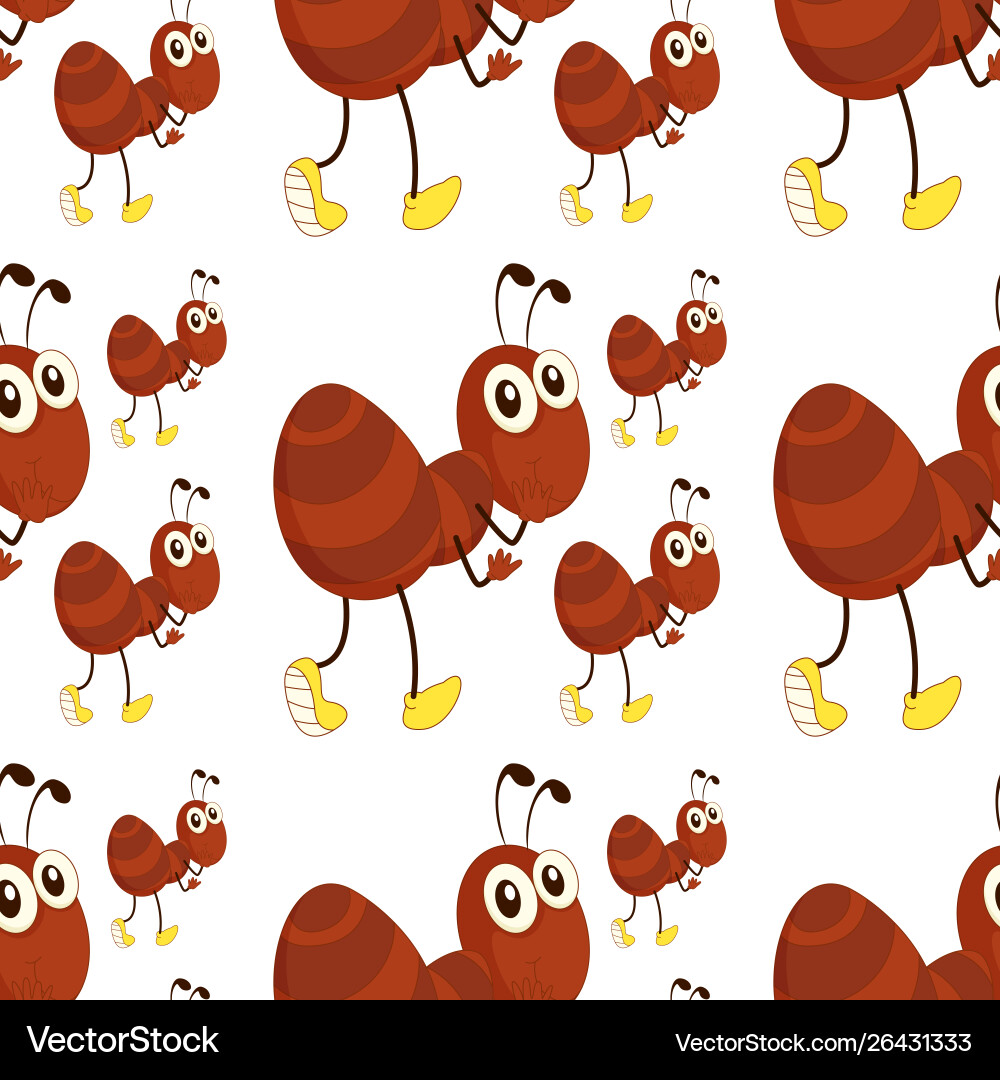 Seamless pattern tile cartoon with ants Royalty Free Vector