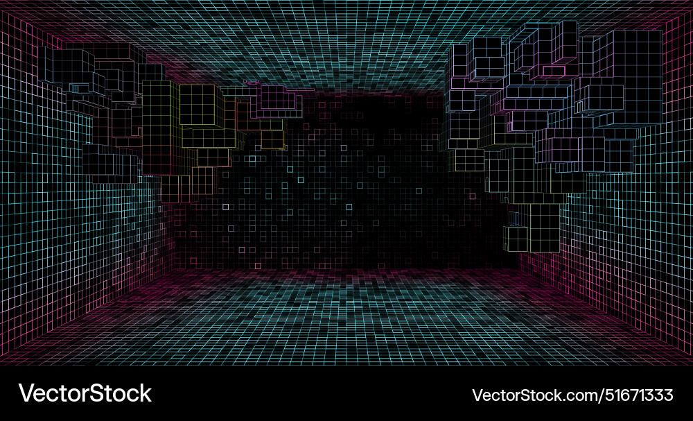Wire low poly frame of a futuristic corridor Vector Image