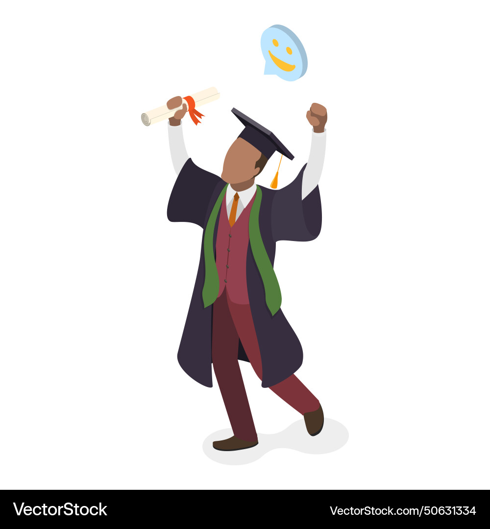 3d isometric flat of graduate Royalty Free Vector Image