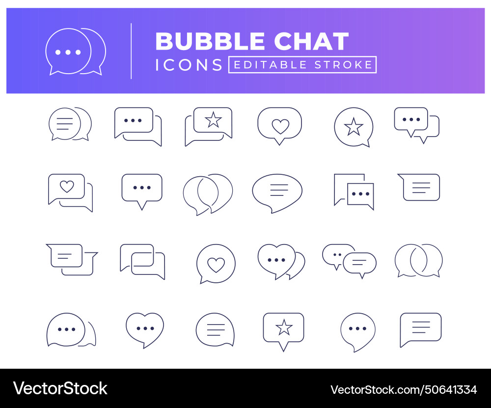Chat icons love cat social media flat linear Vector Image