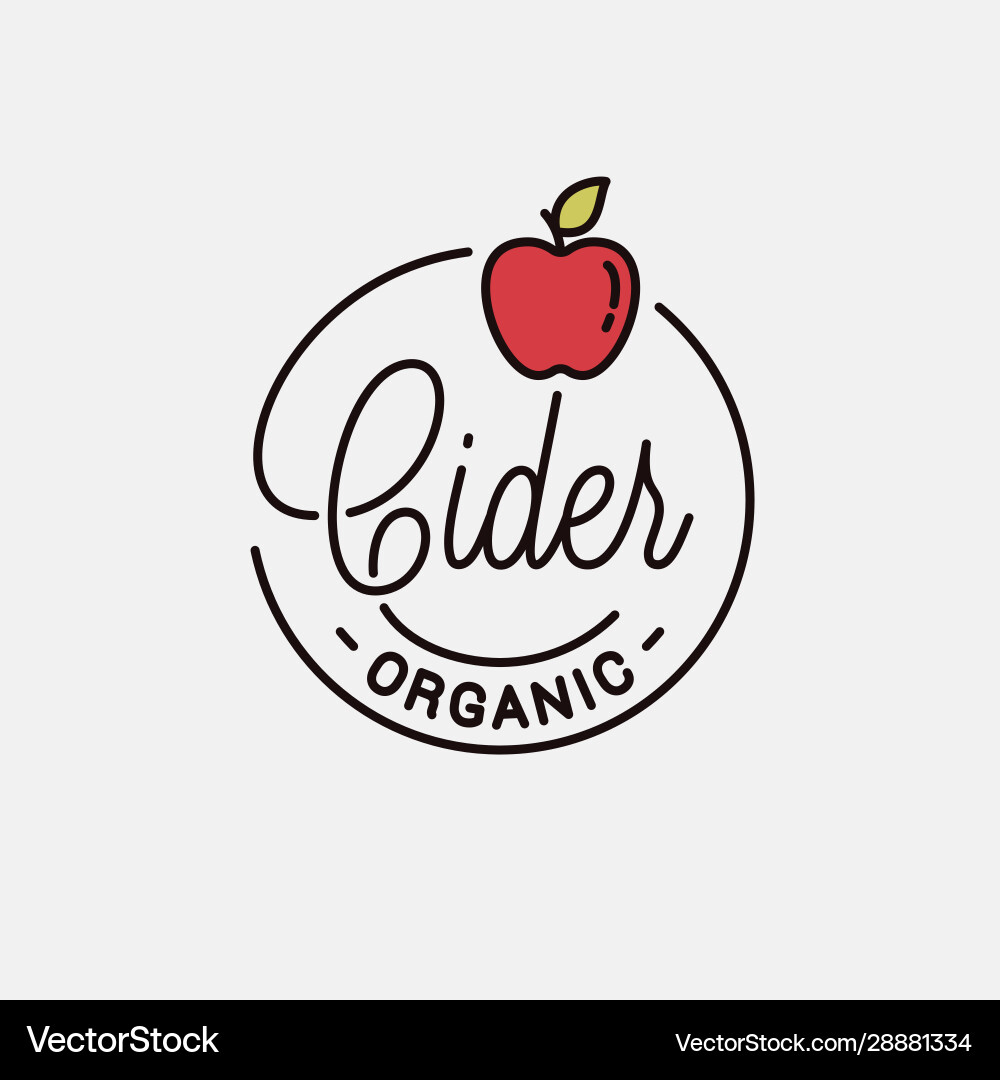 Cider logo round linear apple Royalty Free Vector Image