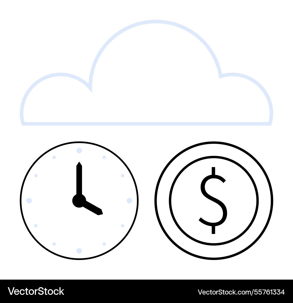 Cloud computing with time and money focus Vector Image