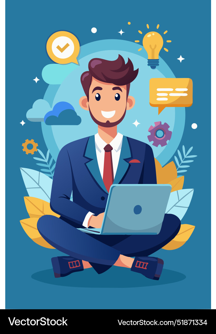 Confident businessman with innovative ideas Vector Image