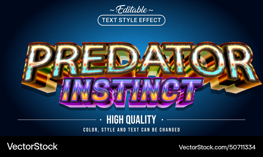 Editable text style effect - predator instinct Vector Image