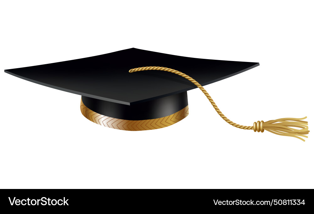Graduation cap black educational student hat Vector Image