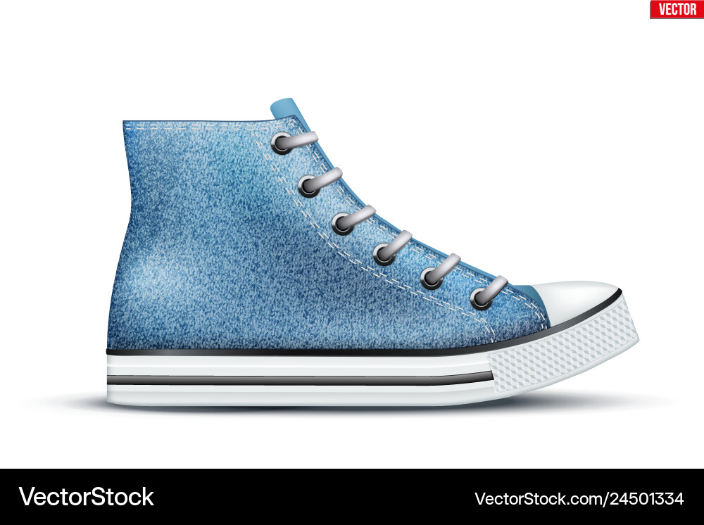 High top canvas denim sneaker mockup Royalty Free Vector