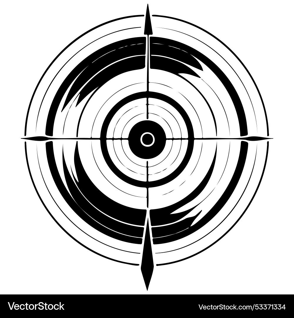 Target logo drawing black line isolated Royalty Free Vector