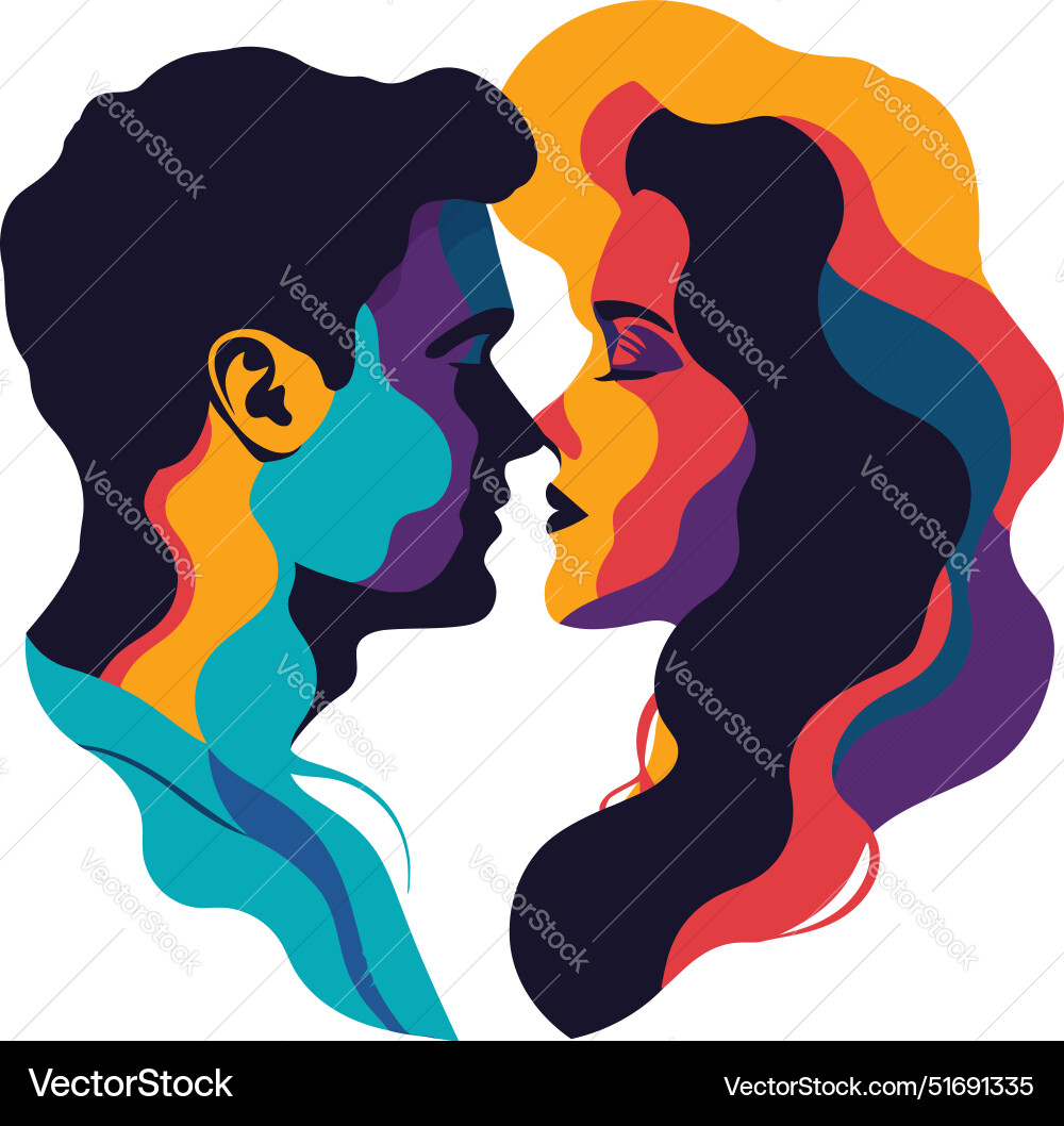 Abstract colorful couple art Royalty Free Vector Image