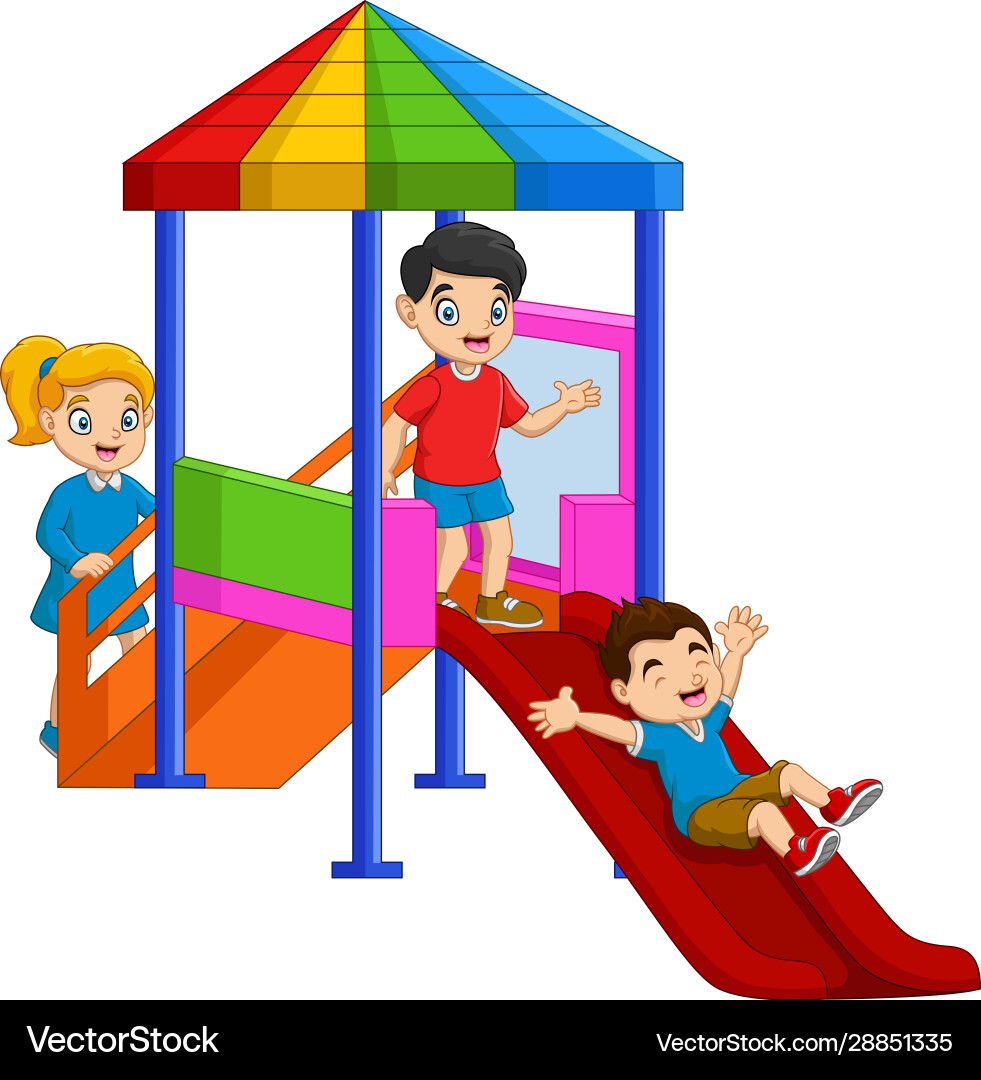 Cartoon children having fun in playground Vector Image