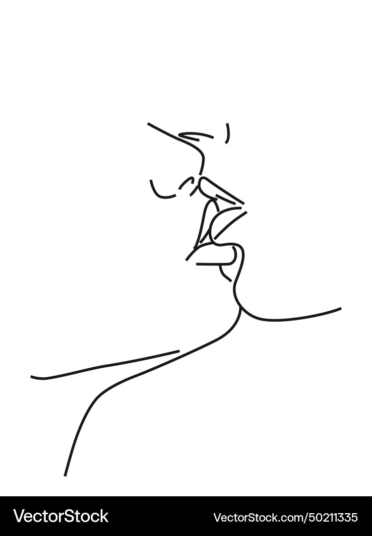 Couple kiss abstract line art Royalty Free Vector Image