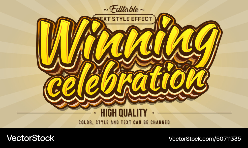 Editable text style effect - winning celebration Vector Image