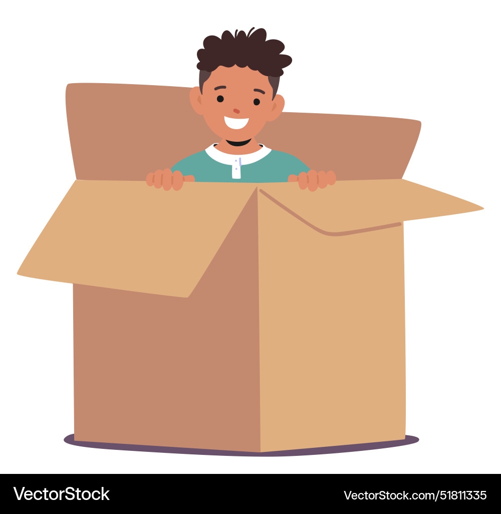 Happy cartoon child demonstrating prepositions Vector Image