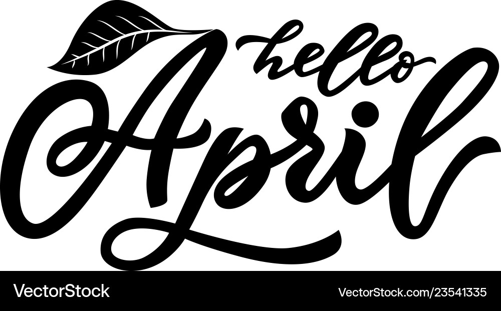 Hello april letteringmodern calligraphy Royalty Free Vector