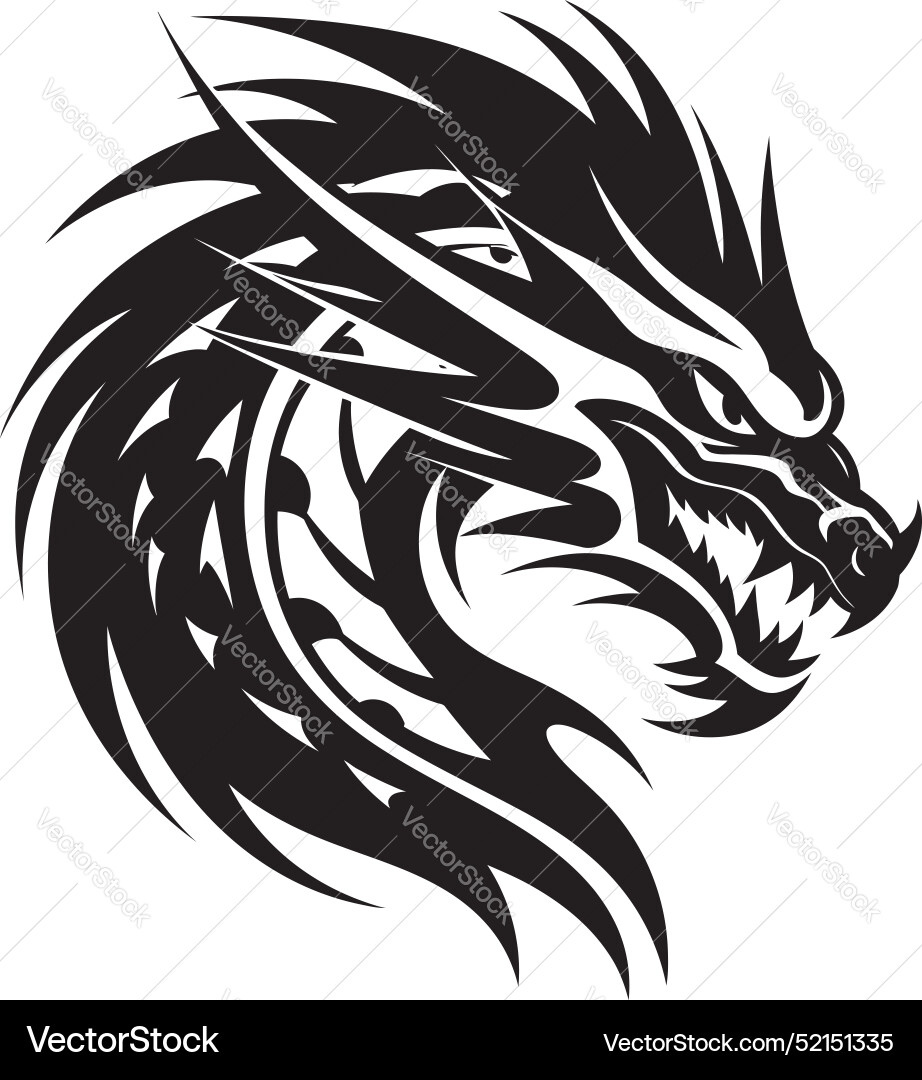 Mythical guardian dragon head logo in infernal Vector Image