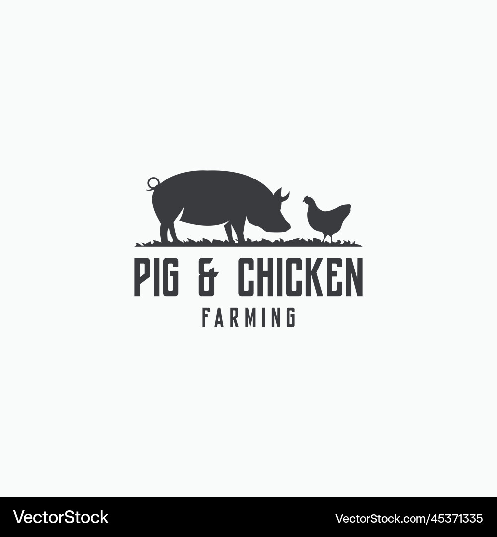 Pig and chicken farming logo design template flat Vector Image