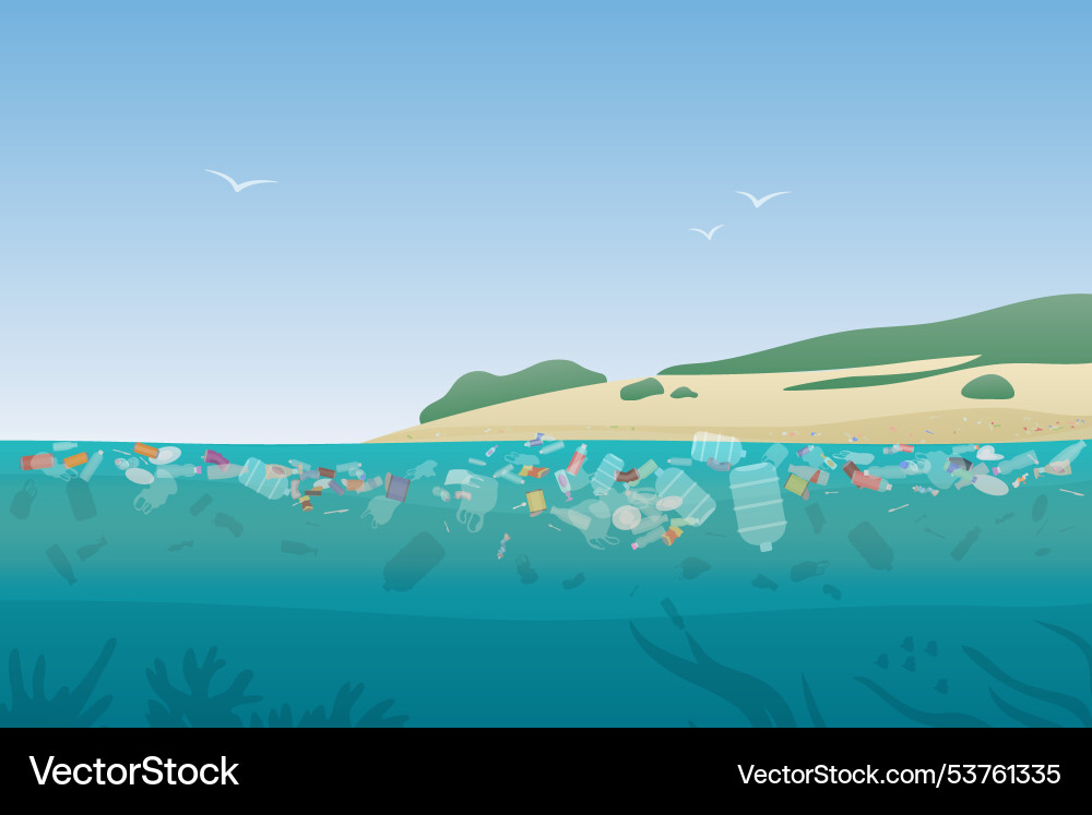 Polluted with trash and plastic garbage dirty Vector Image