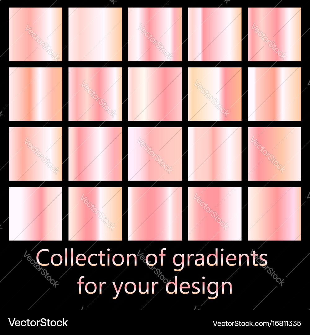 Rose gold gradient collection of pink Royalty Free Vector