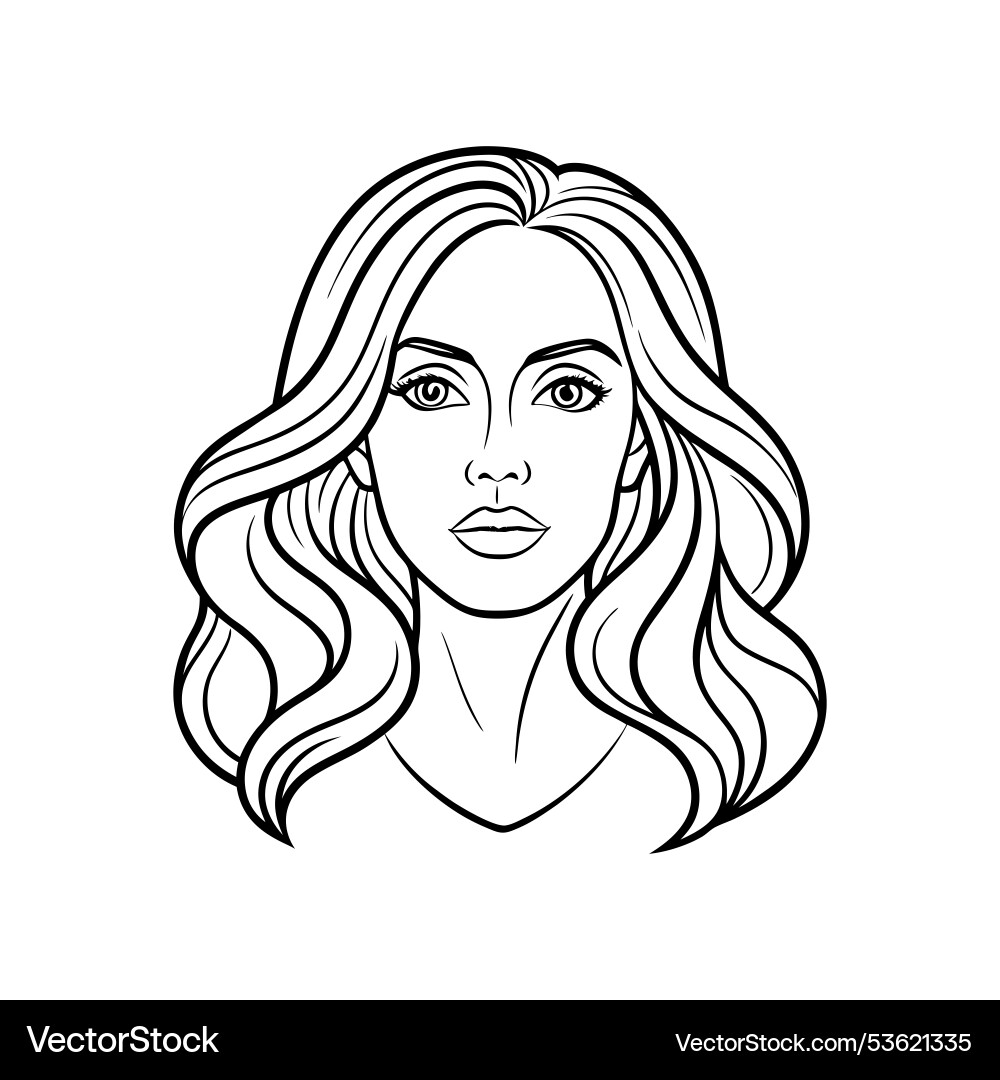 Simple line drawing woman face Royalty Free Vector Image