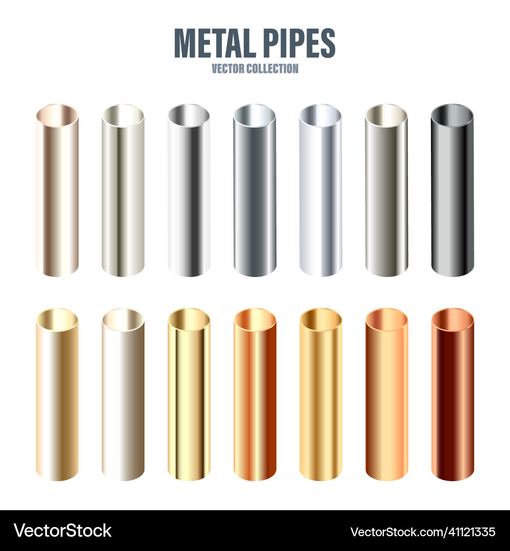 Steel and copper pipes collection construction Vector Image