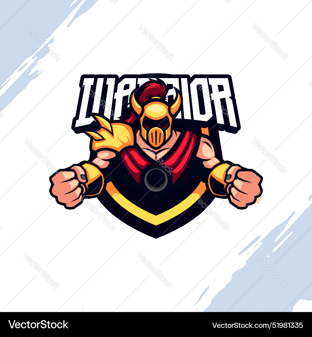 Strong muscular gladiator with golden helmet Vector Image