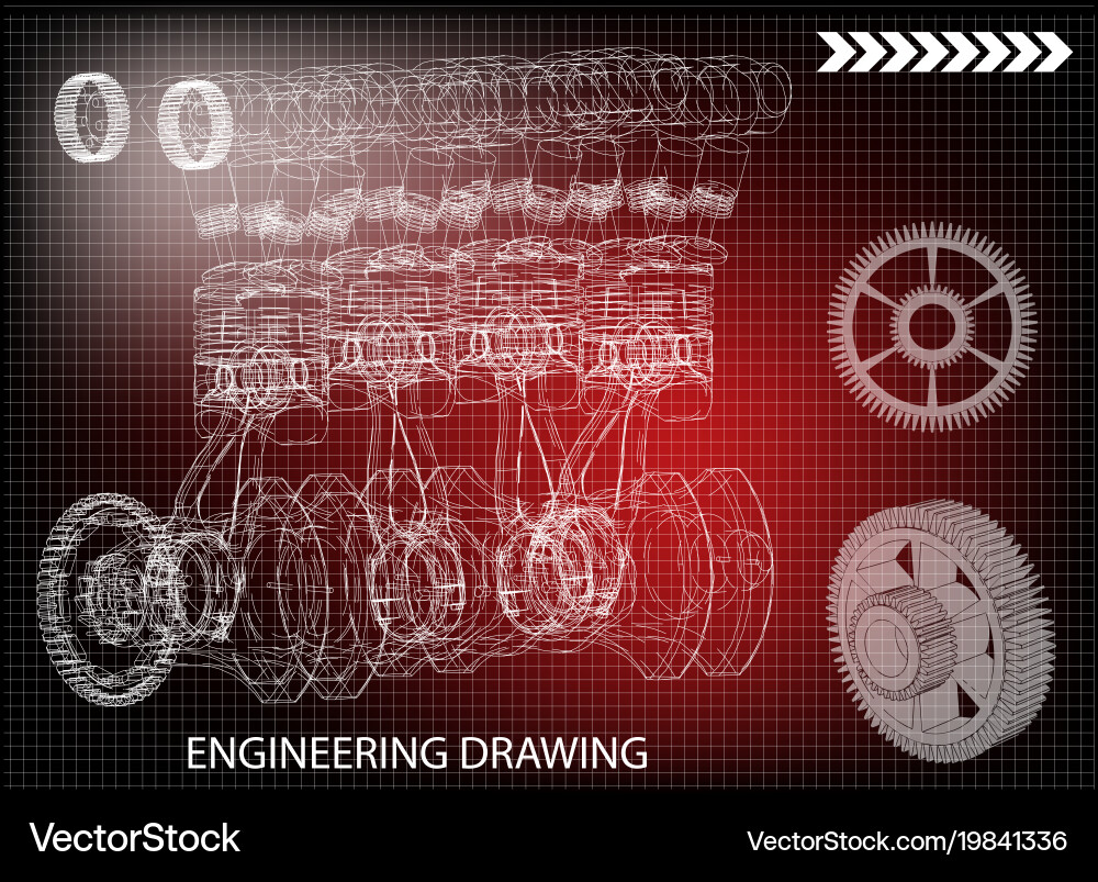 Car engine and gears Royalty Free Vector Image
