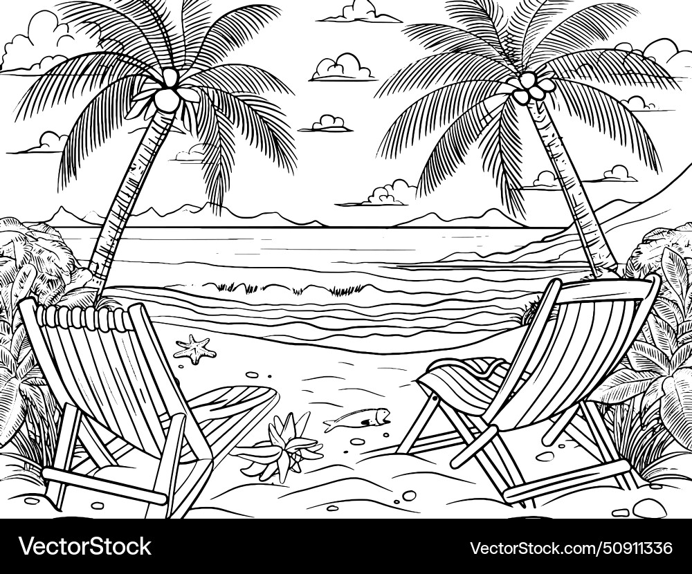 Cartoon sandy beach on exotic island summer Vector Image