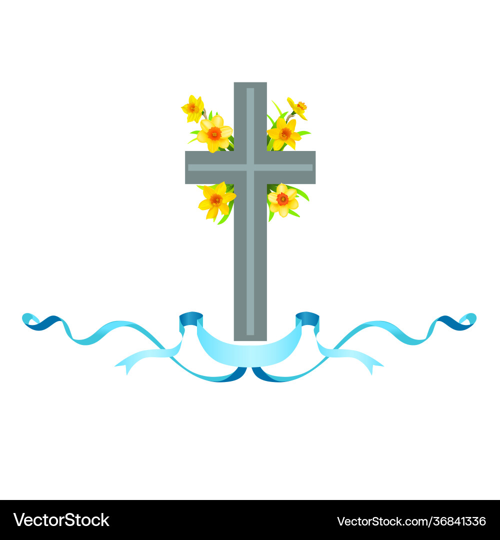Cross icon with spring flowers Royalty Free Vector Image