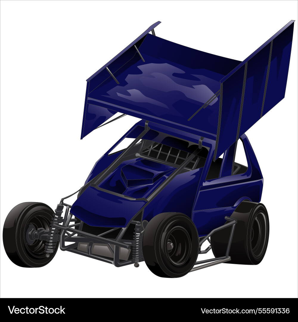 Dark blue drag racing car with black strip Vector Image