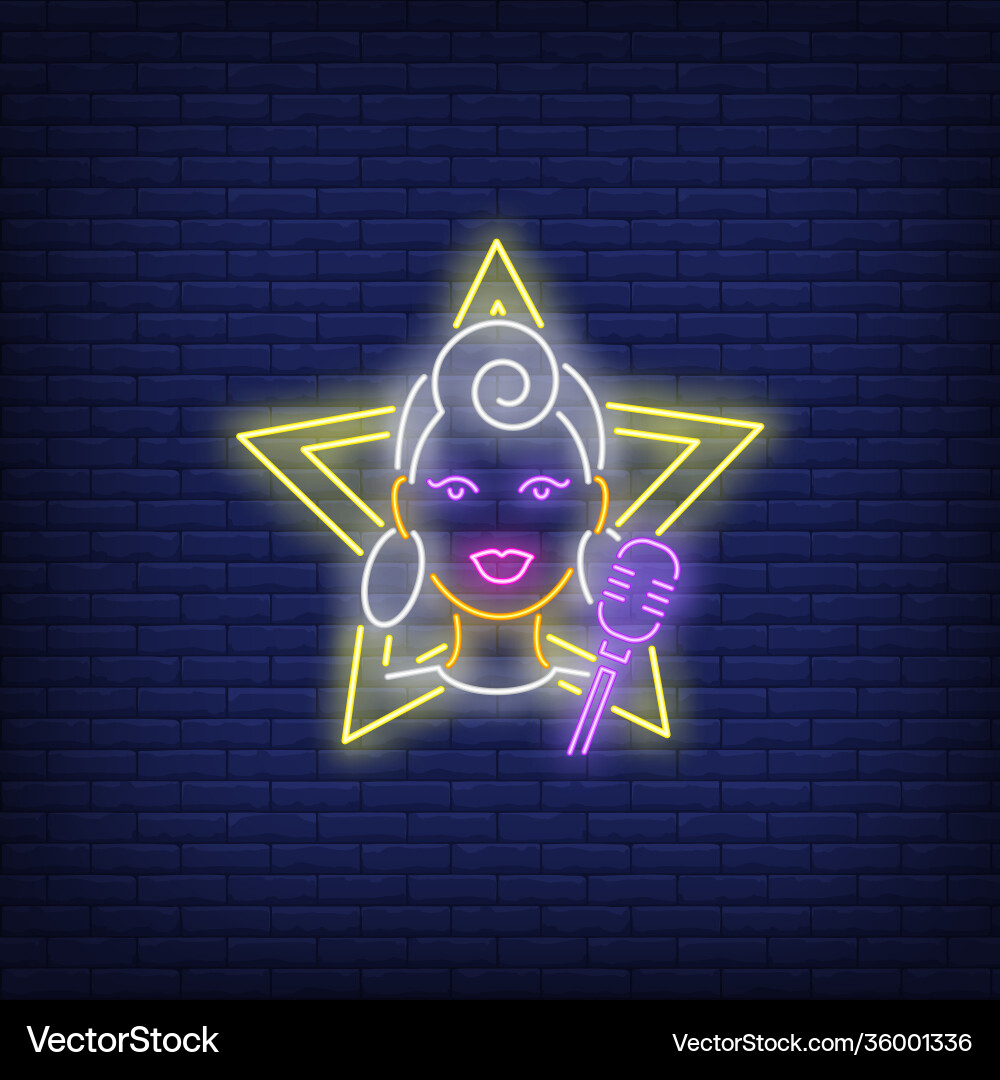 Girl singer neon sign Royalty Free Vector Image