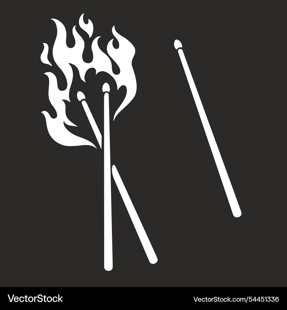 Matches burning with flames on a dark background Vector Image