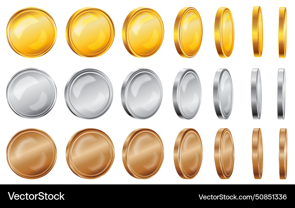 Realistic valuable coins set Royalty Free Vector Image