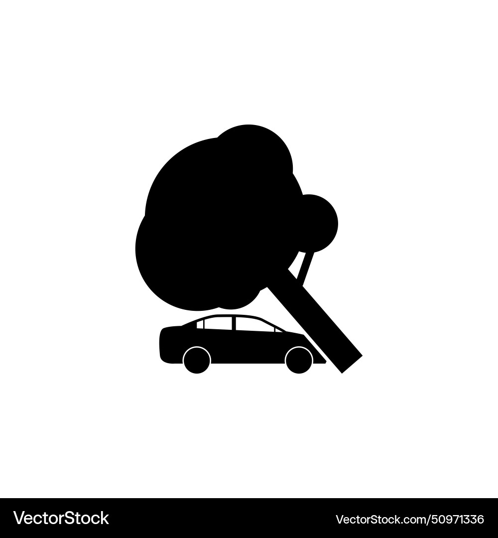 Traffic accident tree fell the car flat icon Vector Image