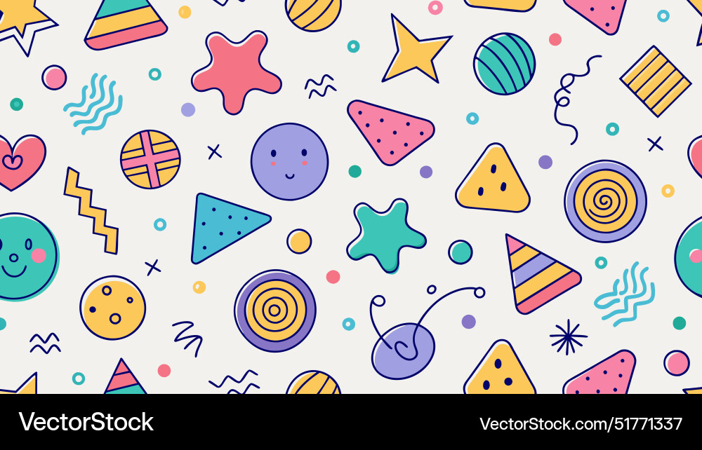 Abstract colorful cube and line seamless pattern Vector Image