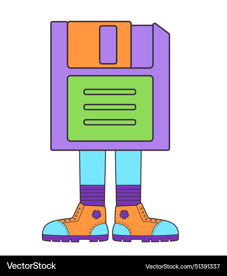 Floppy disk character retro vintage arcade cartoon