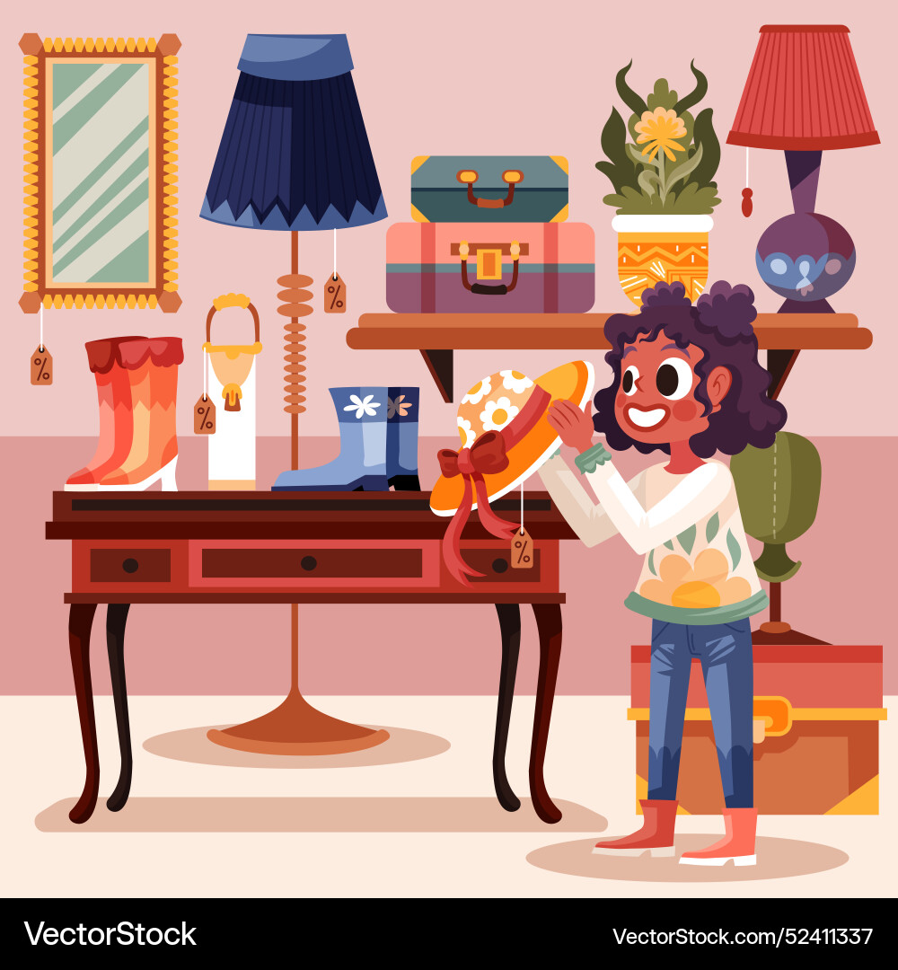 Hand drawn thrift store Royalty Free Vector Image