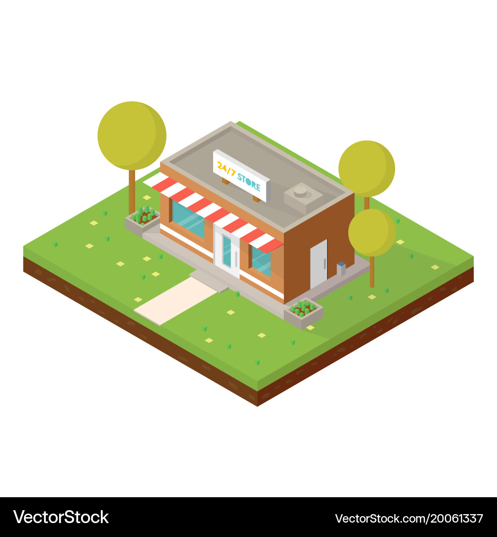 Isometric small shop Royalty Free Vector Image
