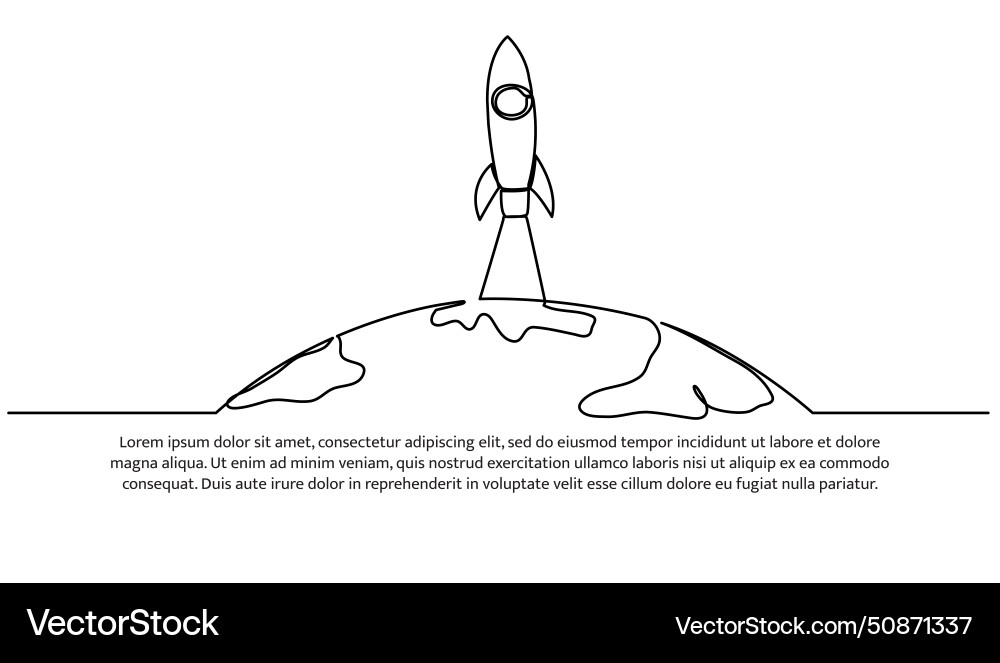 One continuous line of space exploration Vector Image